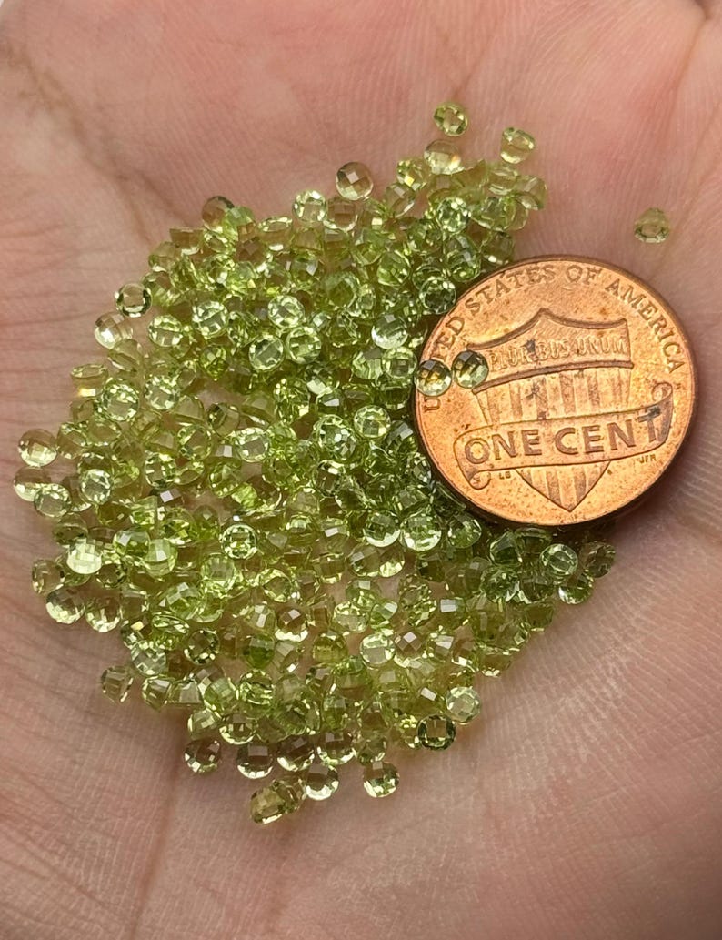 Peridot Rose Cut Loose Stones 2mm 3mm, Flat Back Green Gemstones Lot ...
