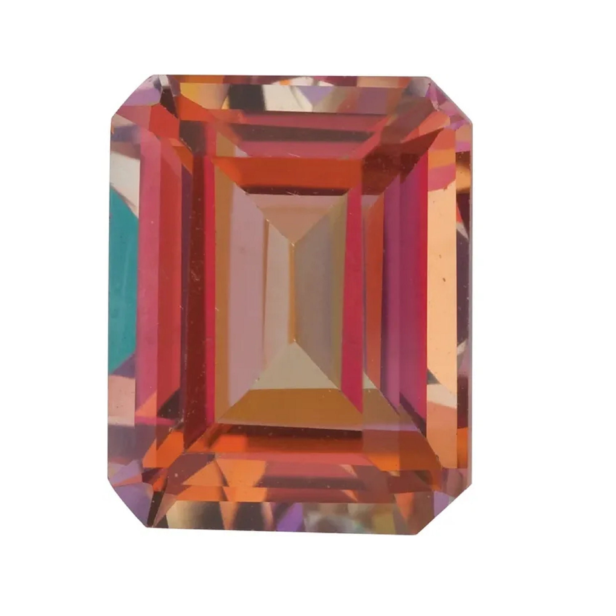 Natural Sunrise Mystic Topaz Emerald Shape AAA Quality Faceted Gemstone ...