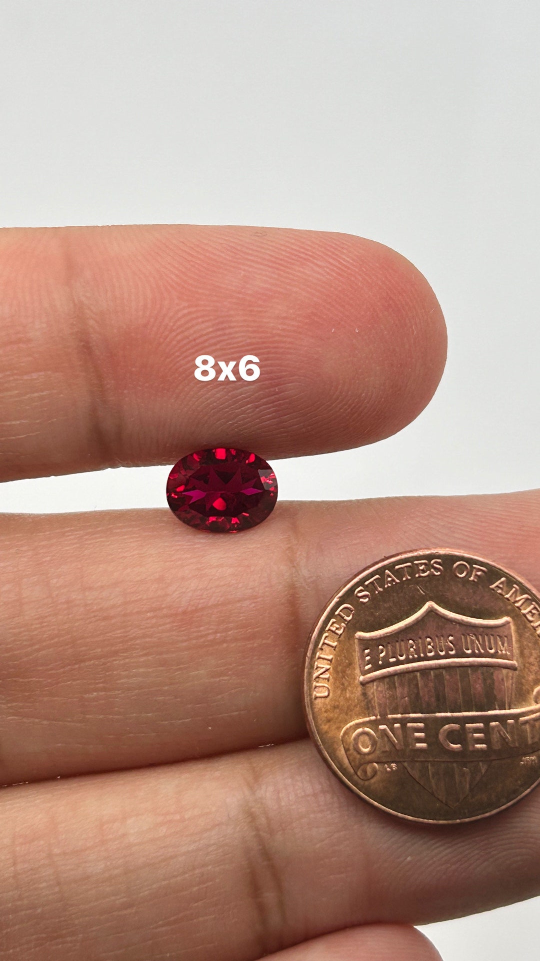 Synthetic Ruby Gemstone - Oval Concave Cut - Vibrant Red Loose Stone ...