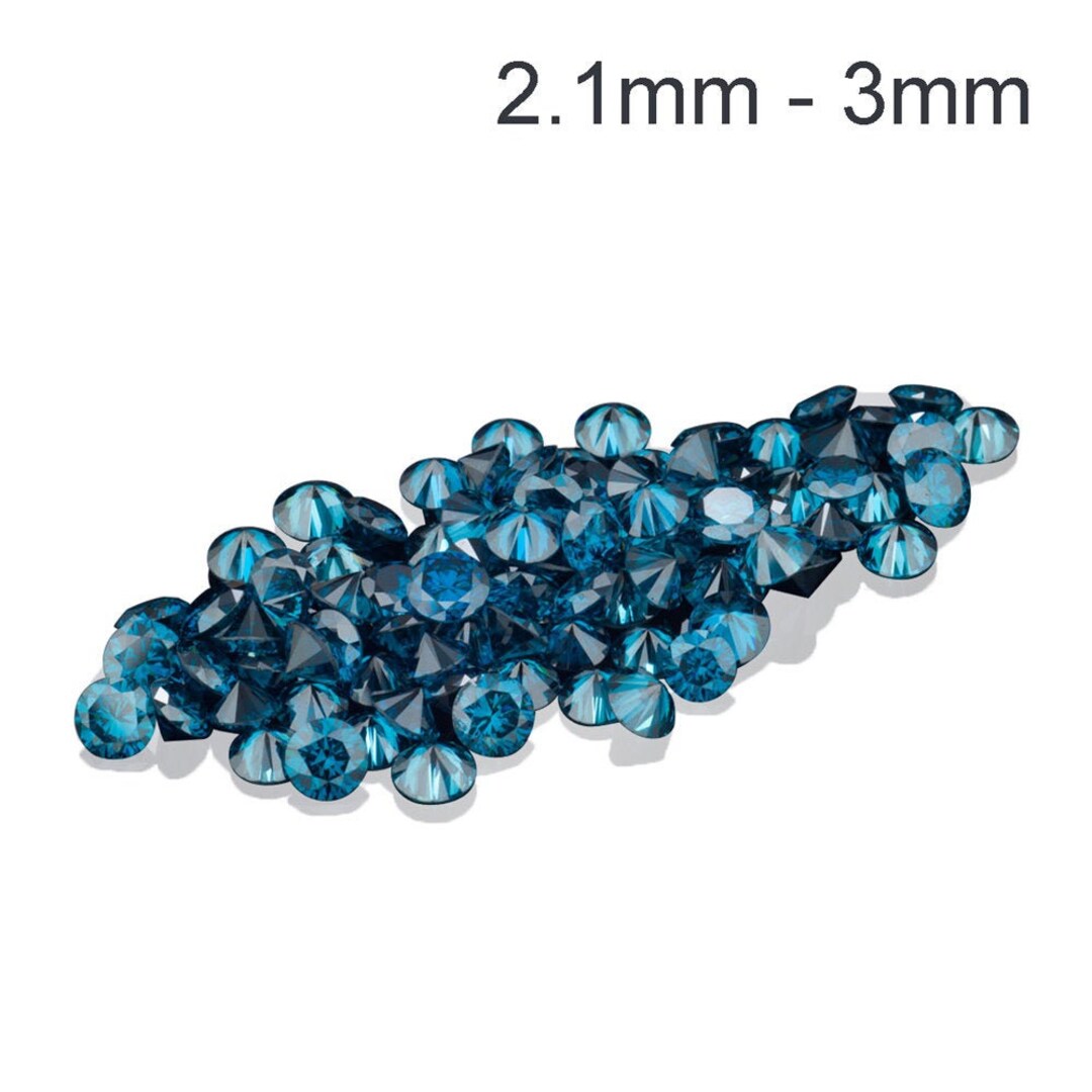 Natural Round Ocean Blue Color Enhanced Diamonds Available in 2.1MM-3MM ...