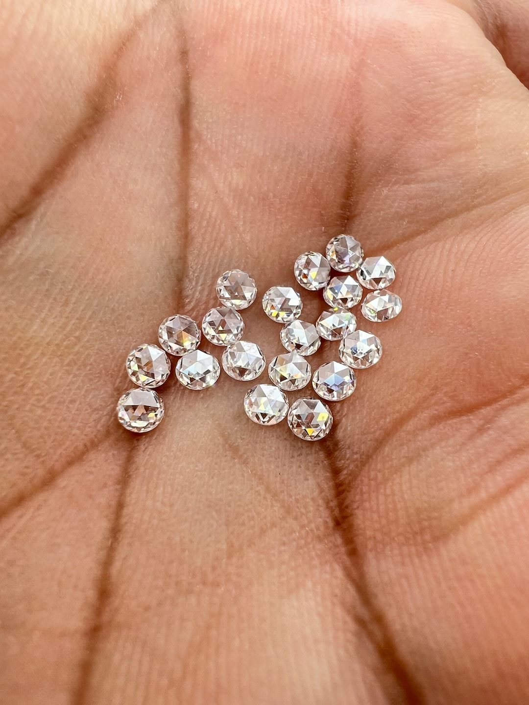 Lab Grown White Moissanite Melee Round Rose Cut Eye Clean Fine Quality ...