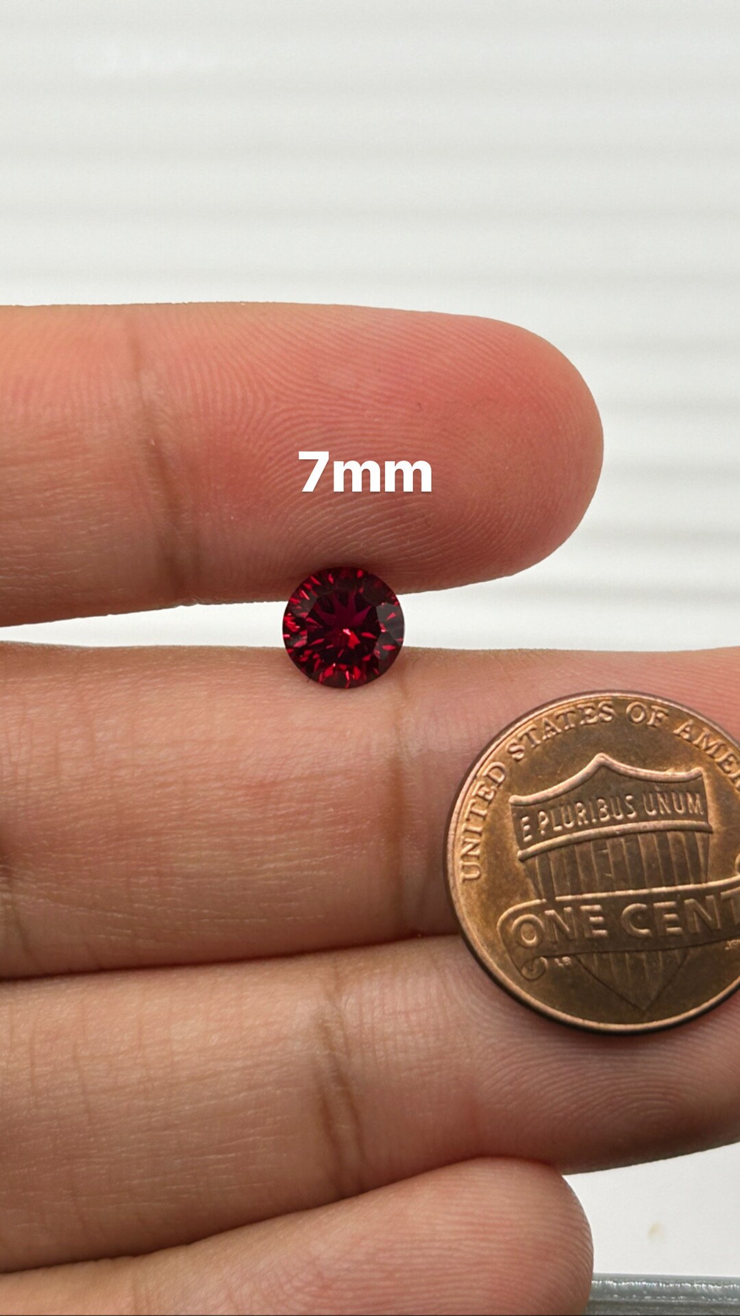 7mm Synthetic Ruby Gemstone Round Concave Cut Vibrant Red Loose Stone ...