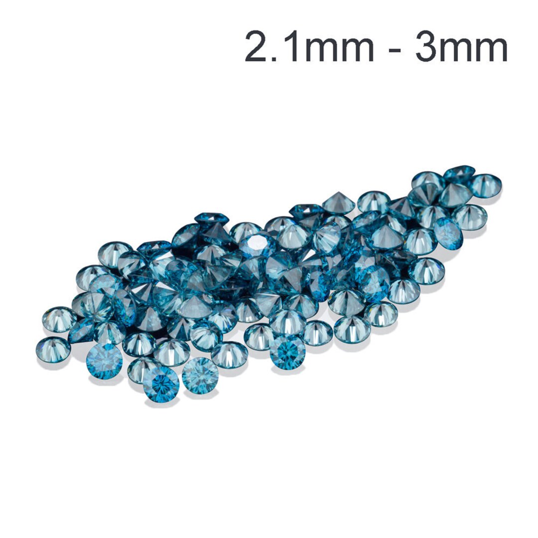 Natural Round Sky Blue Color Enhanced Diamonds Available in 2.1MM-3MM ...