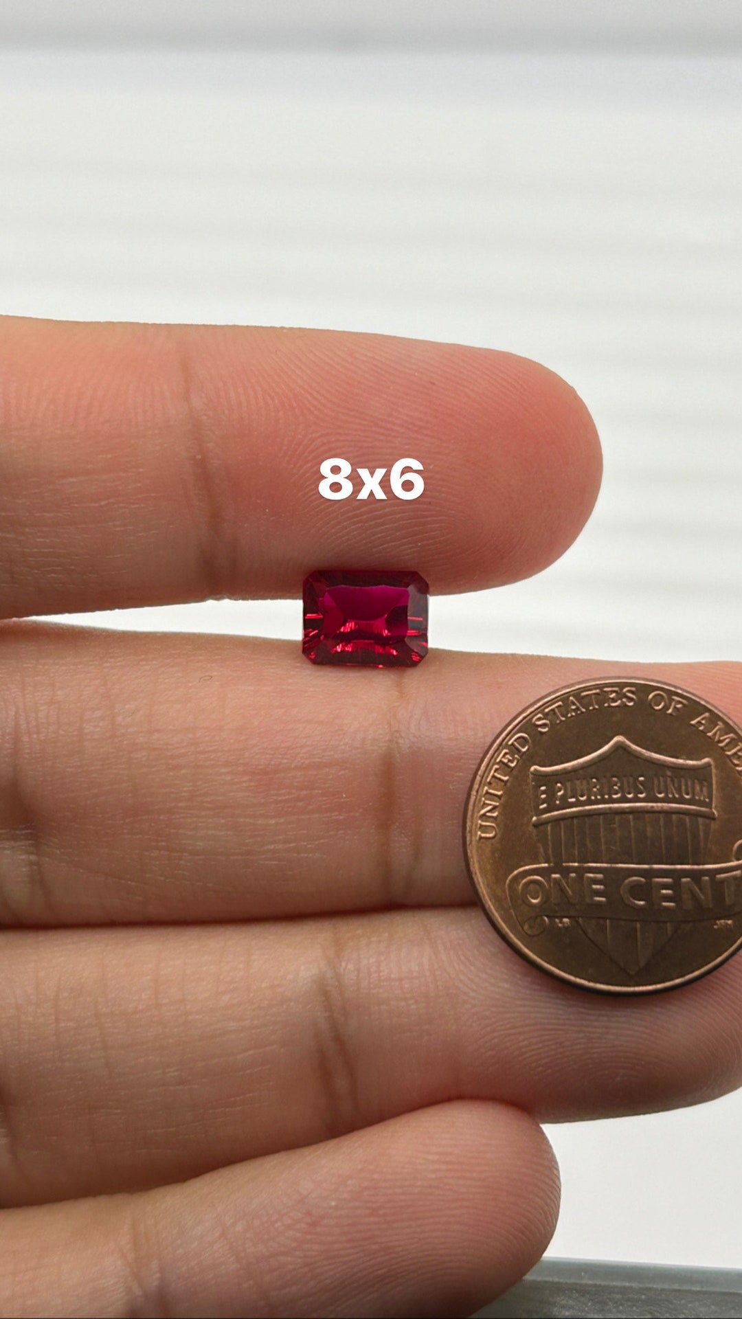 8x6mm Synthetic Ruby Gemstone Emerald Concave Cut Vibrant - Etsy