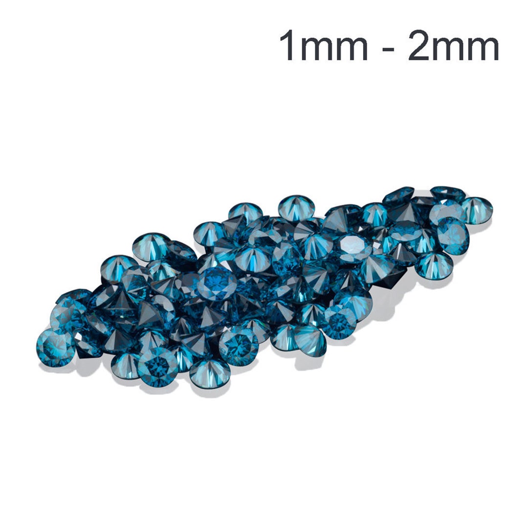 Natural Round Ocean Blue Color Enhanced Diamonds Available in 1MM-2MM ...