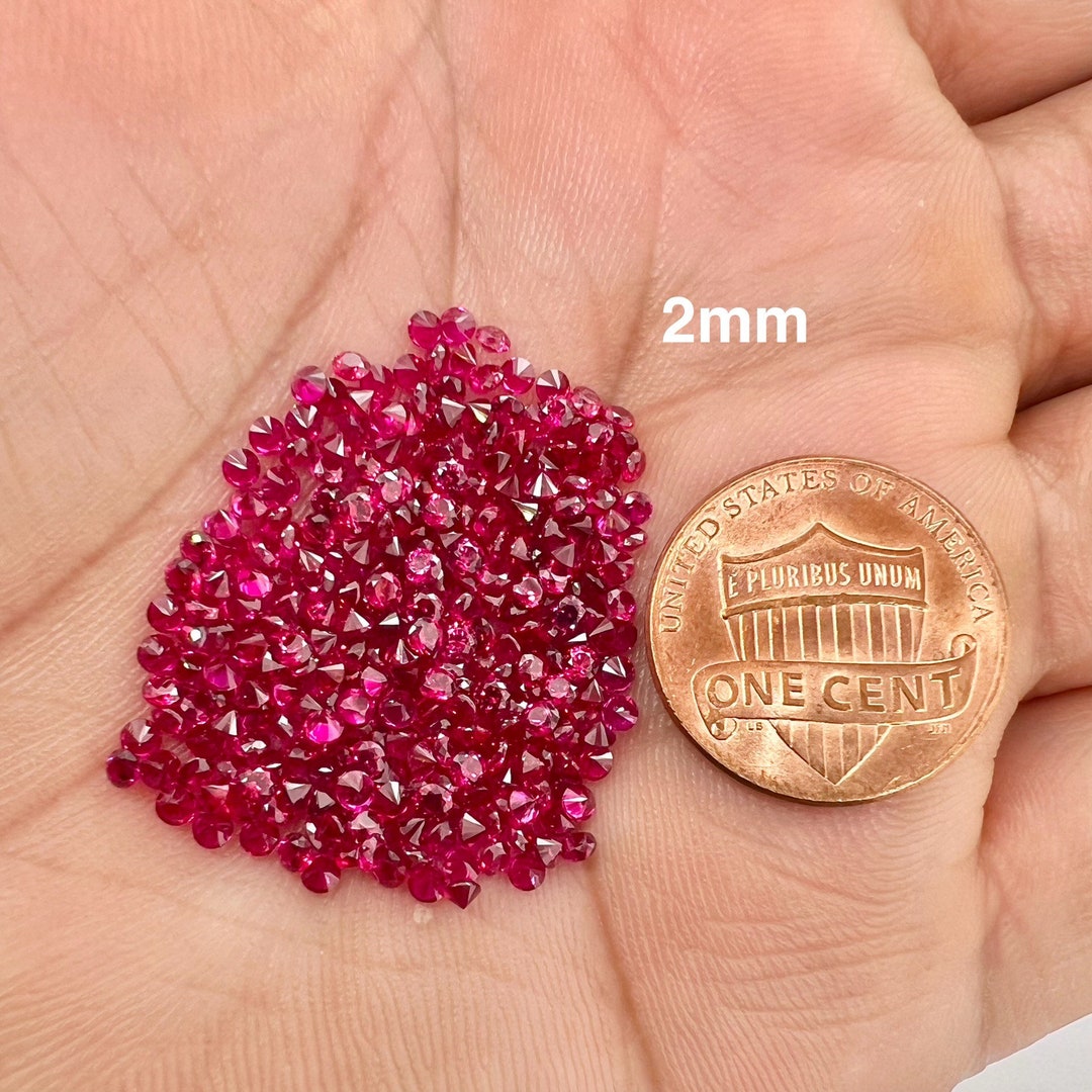 Synthetic Ruby Round-diamond Cut - 100 Piece Lot - Available in 1.60mm ...