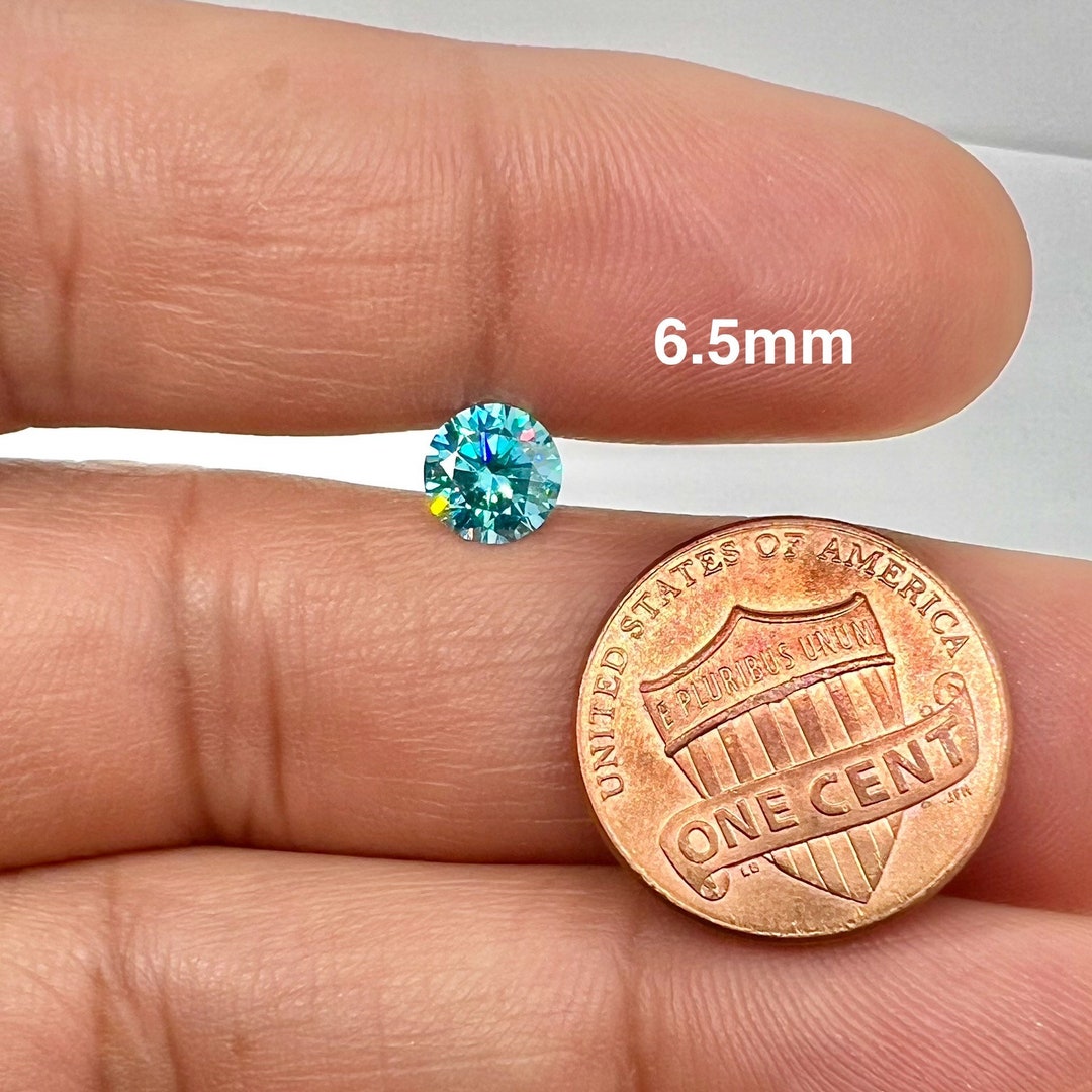 Loose Moissanite Sea Blue Coated Available in 5mm - 6.5mm Round Diamond ...
