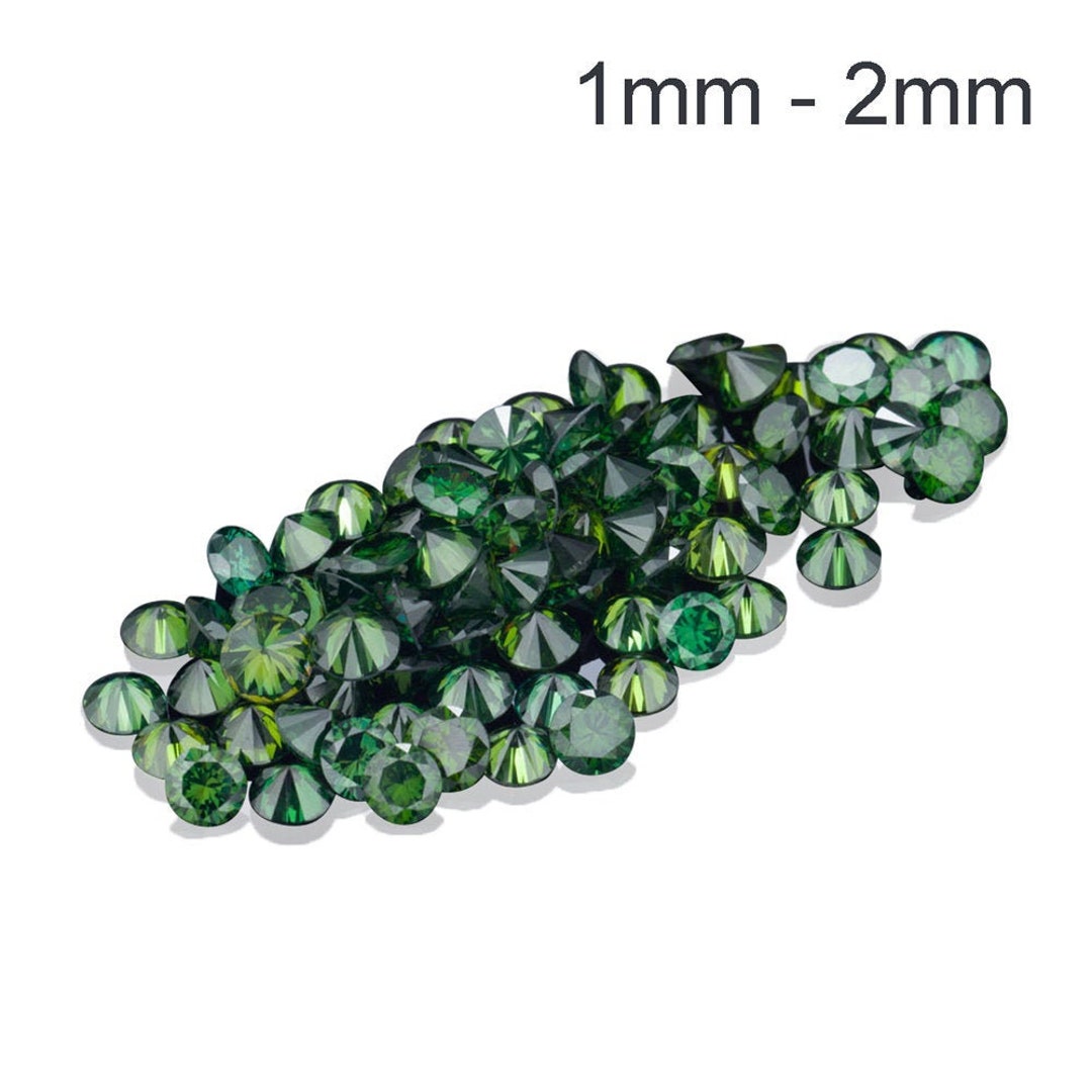 Natural Round Forest Green Color Enhanced Diamonds Available in 1MM-2MM ...