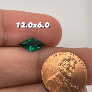 Lab Created Emerald Lozenge Shape Step Cut AAA Quality Sabrina Created ...