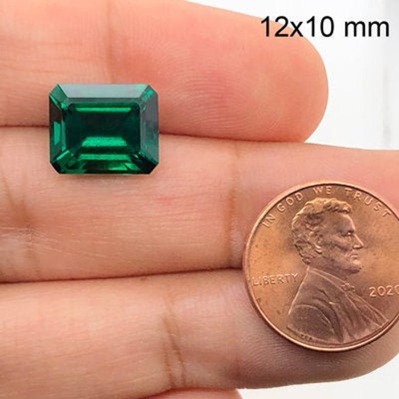 Lab Created Emerald AAA Quality Emerald Shape Sabrina Created Gemstone ...