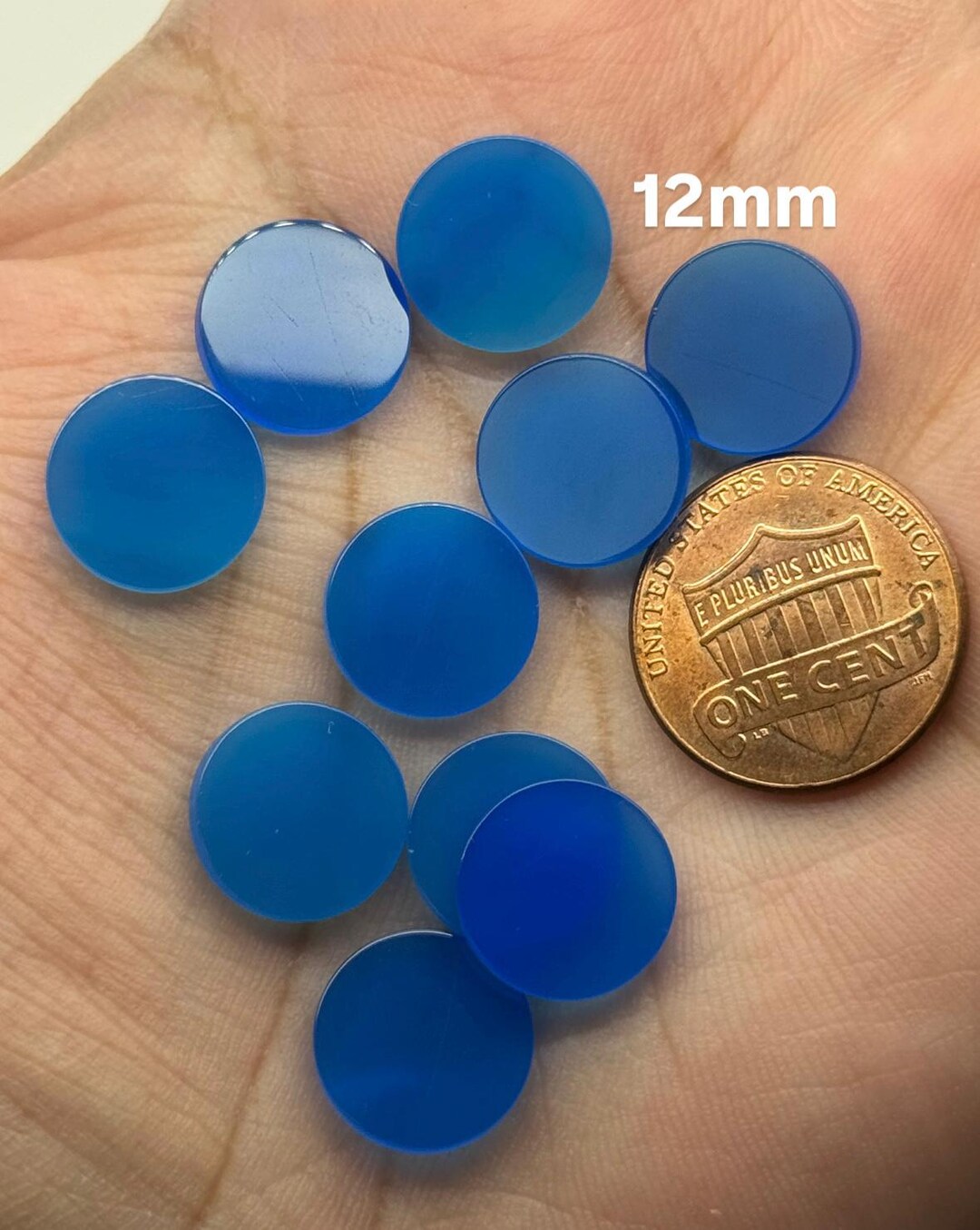Blue Agate Gemstone: 12mm Round Flat Back Stone for Jewelry - Etsy