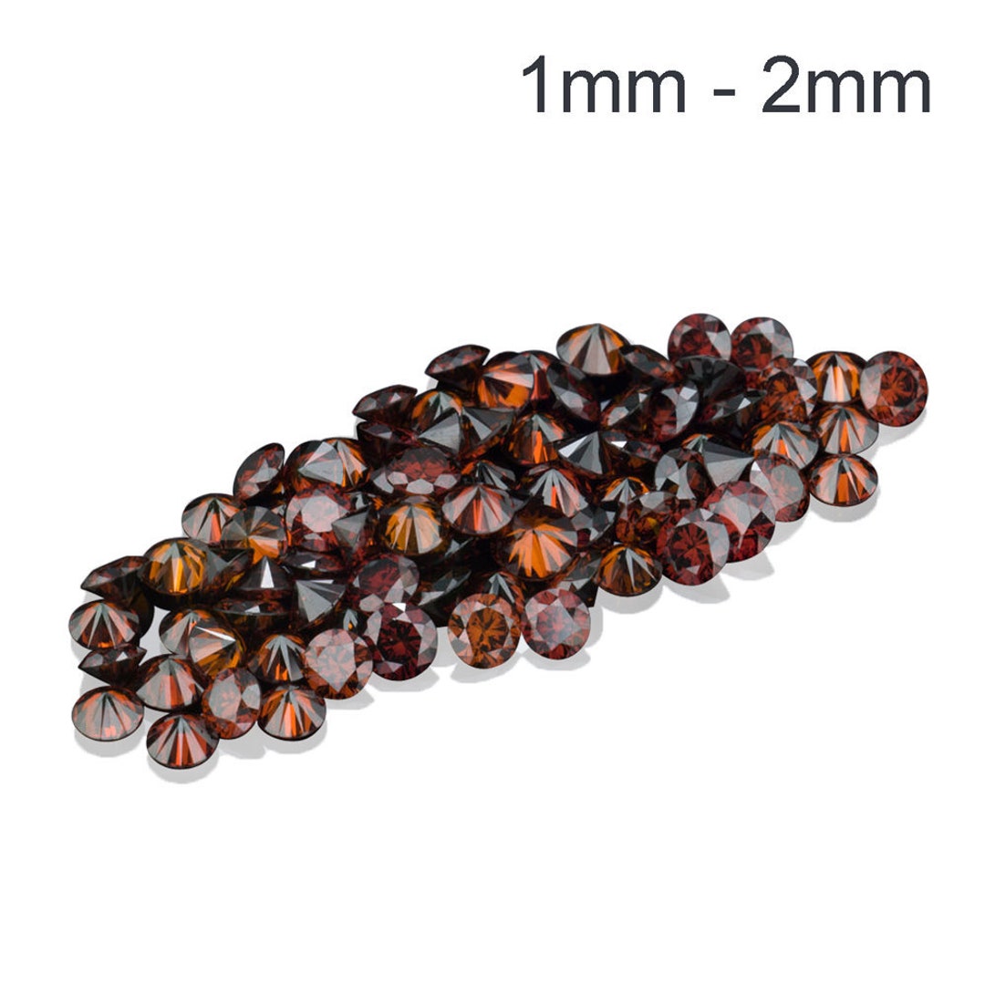 Natural Round Red Cognac Color Enhanced Diamonds Available in 1MM-2MM ...