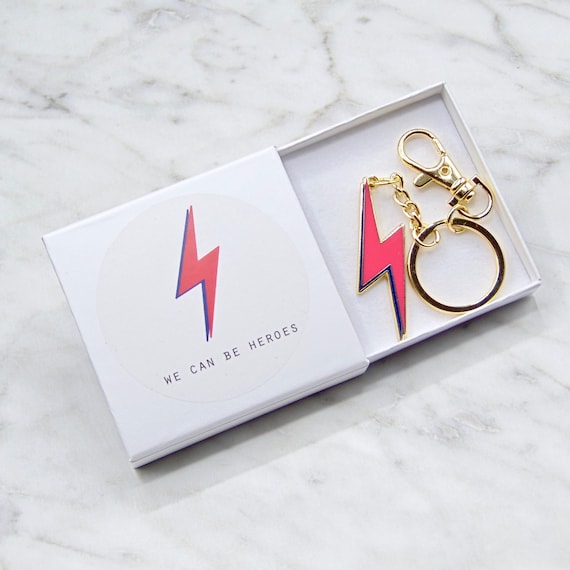 We Can Be Heroes Enamel Keychain David Bowie Lightning Bolt - Etsy
