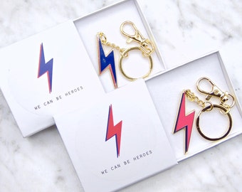 We Can Be Heroes Enamel Keychain David Bowie Lightning Bolt | Etsy UK