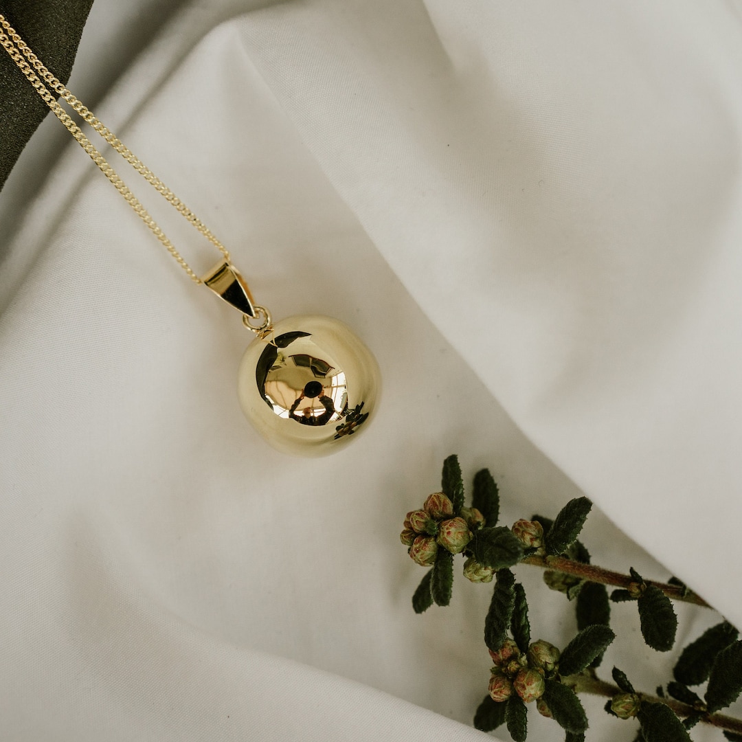 Yellow Gold Chiming Pregnancy Bola Pendant Necklace Harmony Angel ...