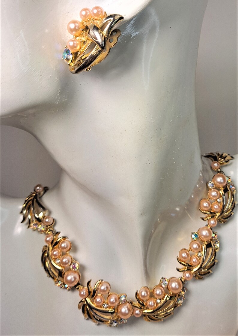 Vintage and Complete Elsa Schiaparelli Faux Pearl and AB Rhinestone ...