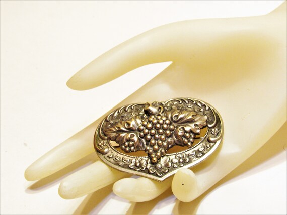 Vintage Victorian Revival Floral Heart Grape Cluster Brooch | Etsy