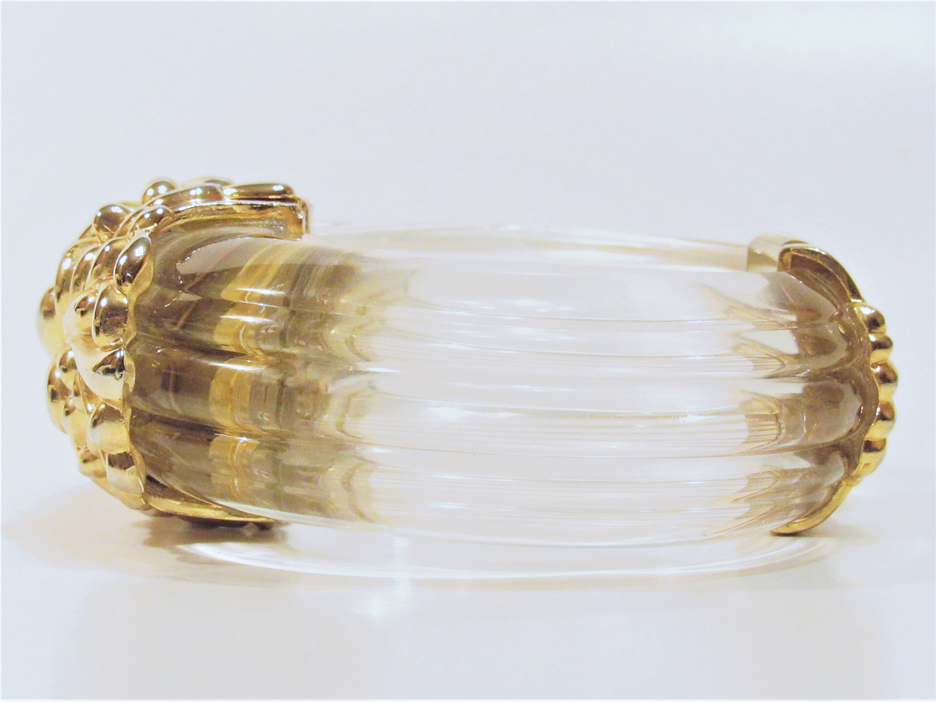 Vintage Clear Lucite and Gold Ridged Bangle Bracelet - Etsy New Zealand