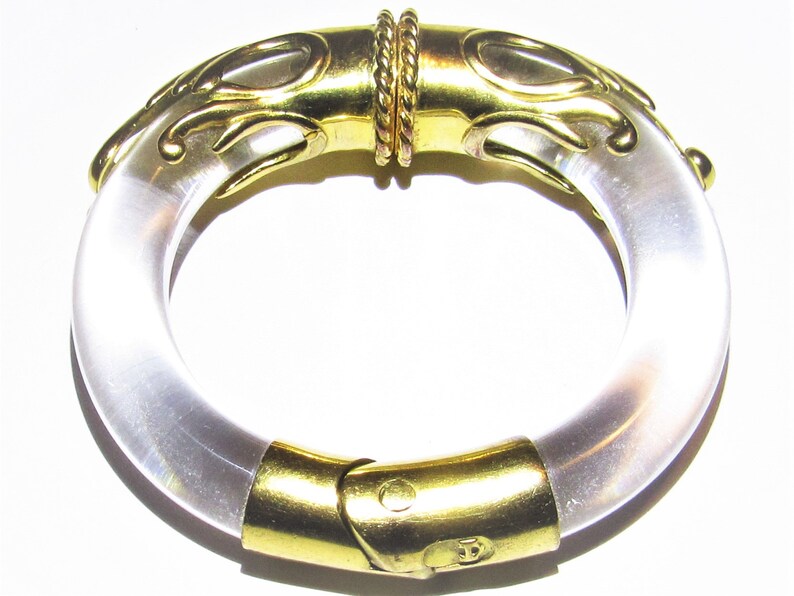 Signed Vintage Inna Cytrine Paris Gilded Modernist Lucite and Gold Twin ...