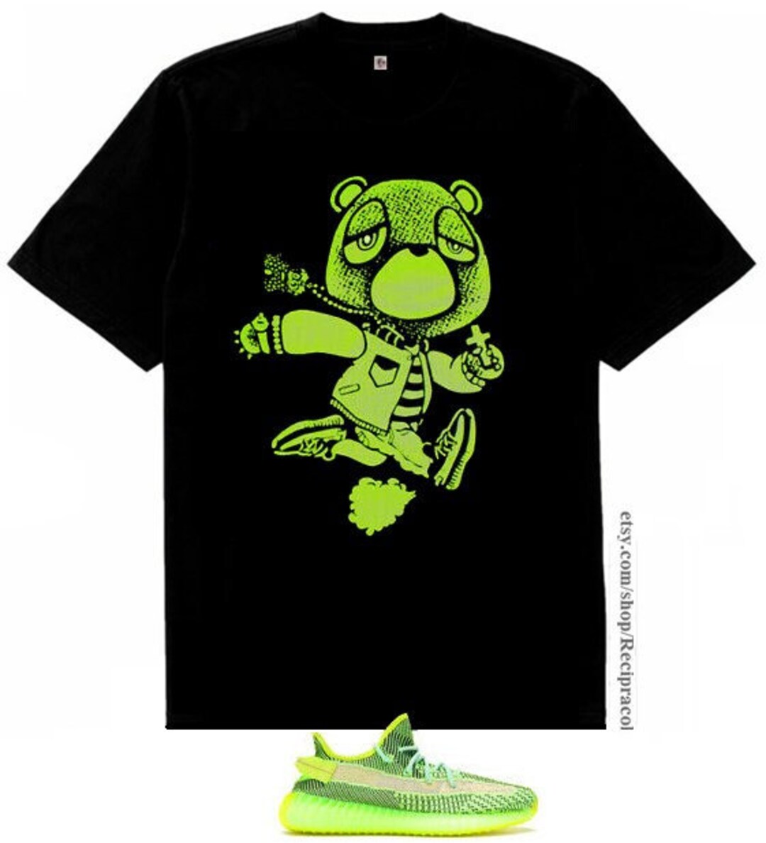 Black Neon Lime Green Bear Shirt Glow in the Dark - Etsy