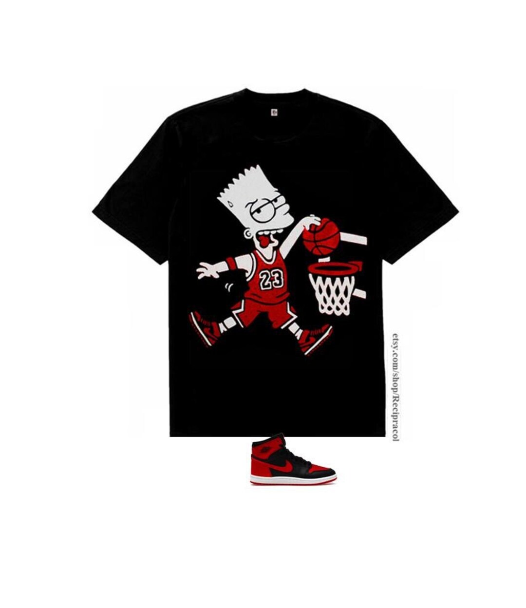 Black Red 85 Dunk Shirt Match Jordan 1 Og Bred High - Etsy
