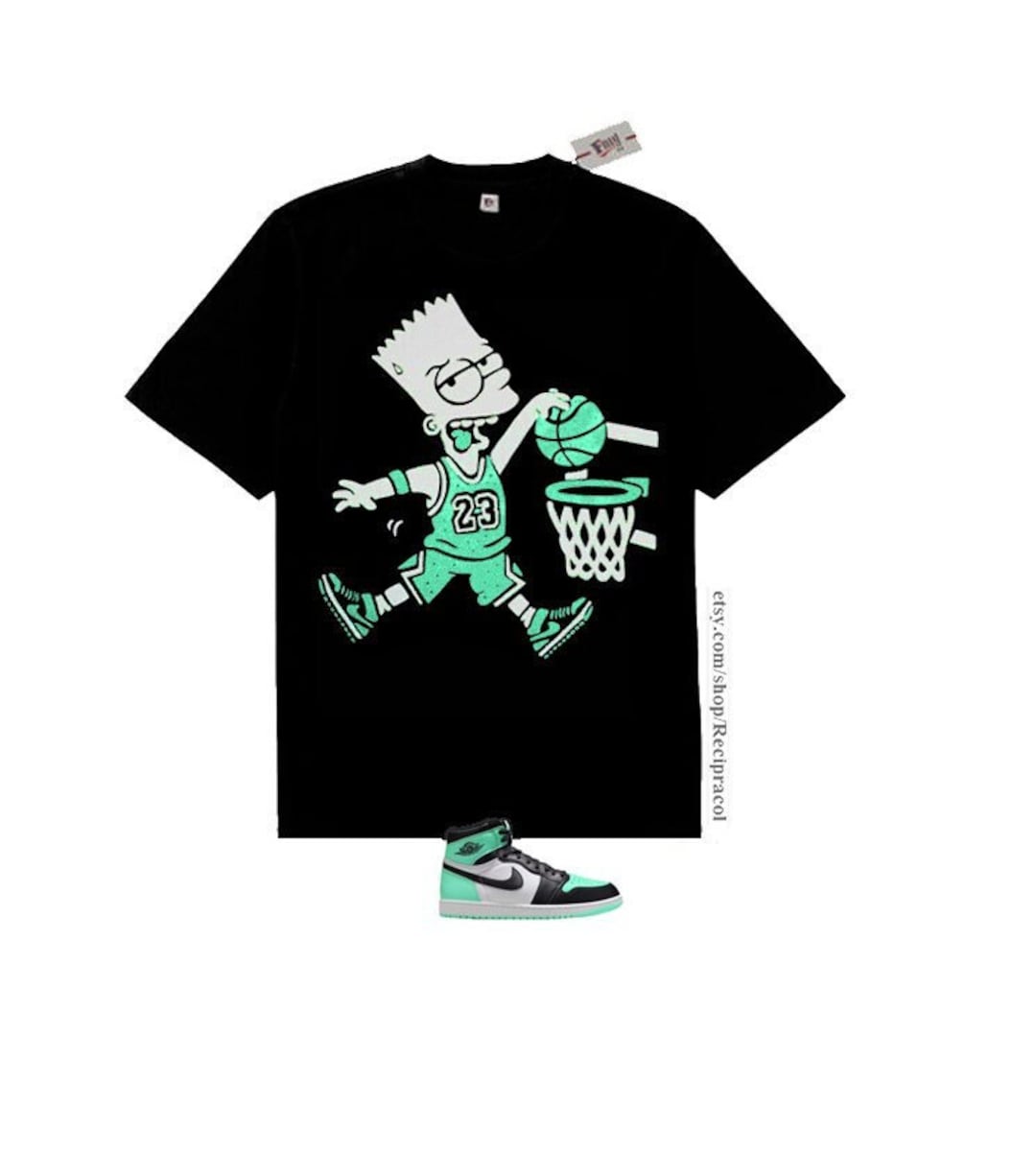 Cartoon Air Jordan 1 Green Glow Matching T-shirt - Sneaker Match Tee - Etsy