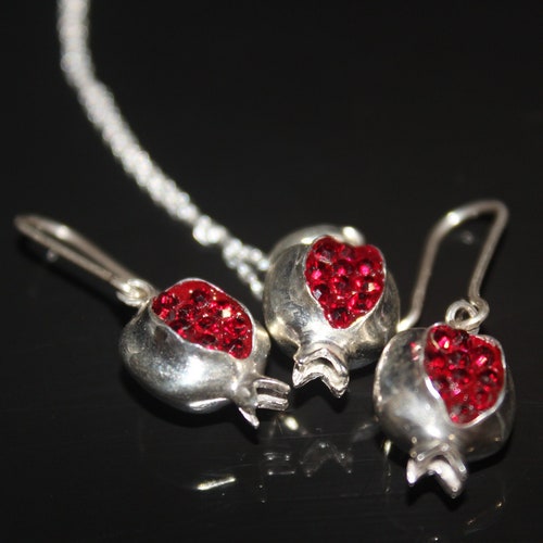 Sterling Silver Pomegranate Earrings - Etsy