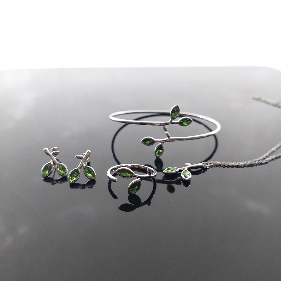 Adjustable Silver and Gold Leaves Jewelry Set - Etsy