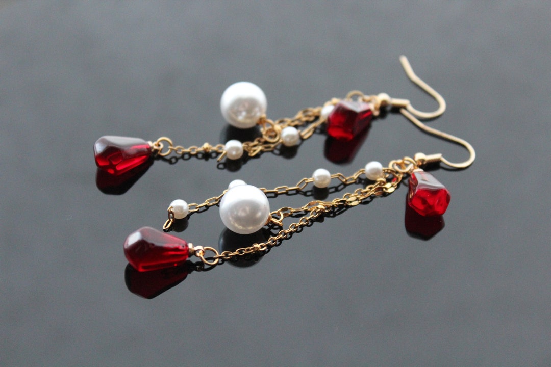Pomegranate Seeds and Pearl Jewelry Set - Etsy