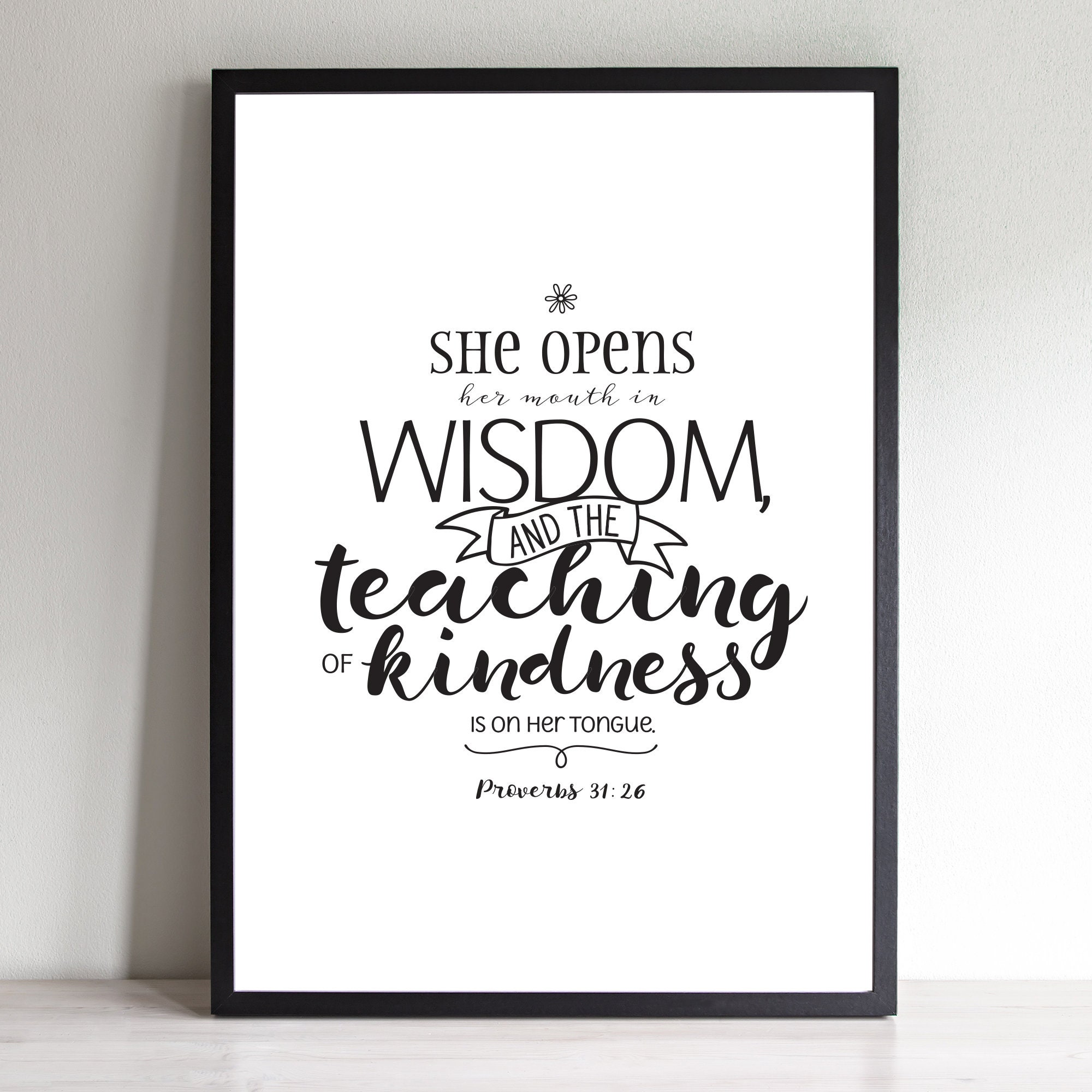 Proverbs 31:26 Scripture, INSTANT Download - Printable Jpeg, Black Type ...