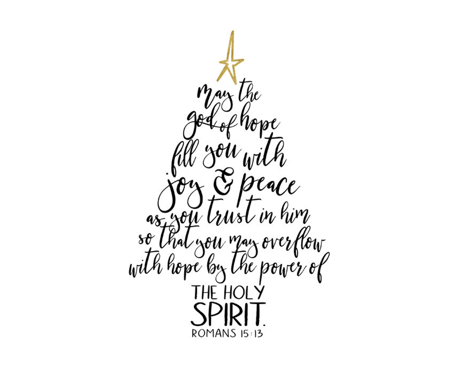 Romans 15:13 Scripture, Christmas Tree - BLACK N GOLD, INSTANT Download ...
