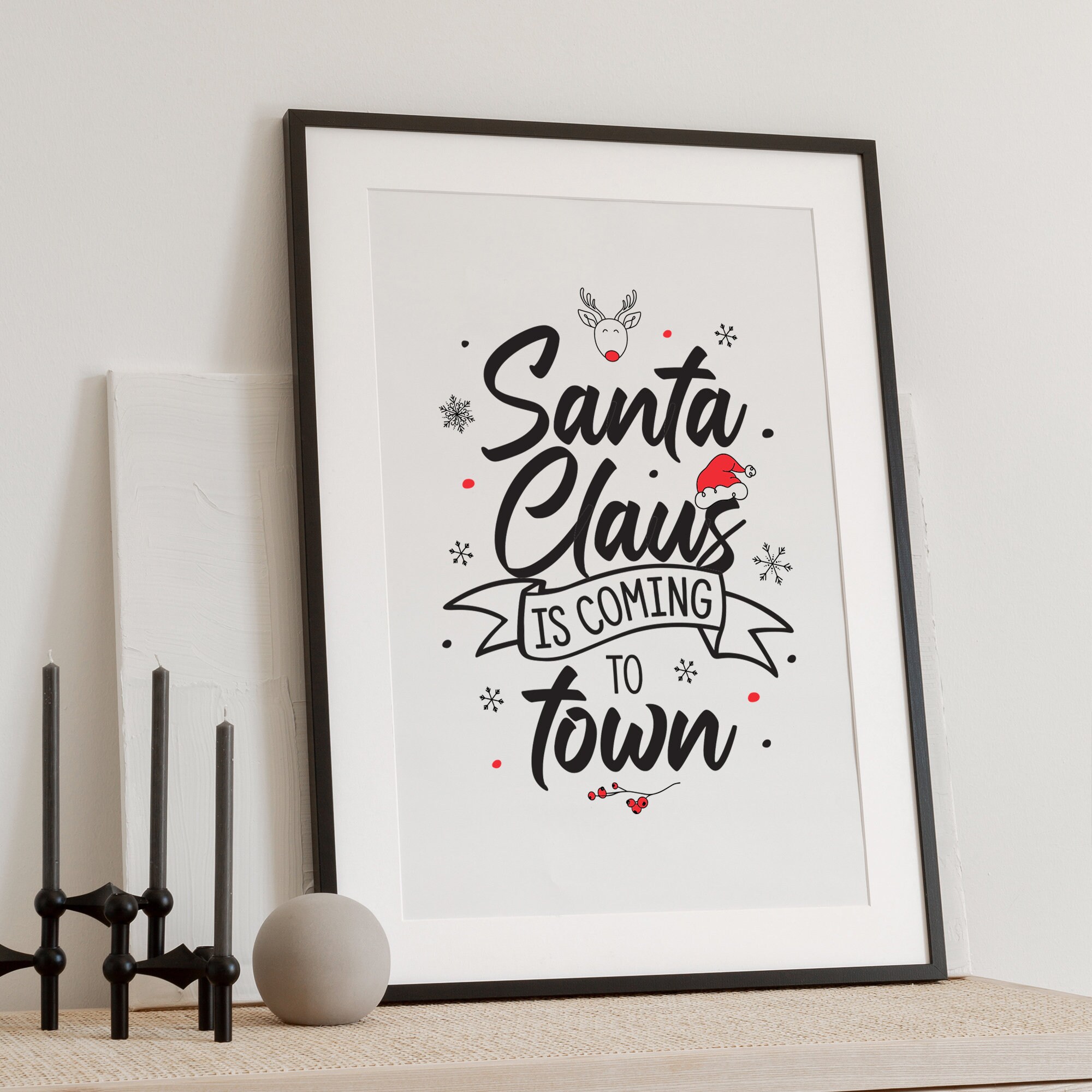 Santa Claus is Coming to Town Christmas Saying, INSTANT Download ...