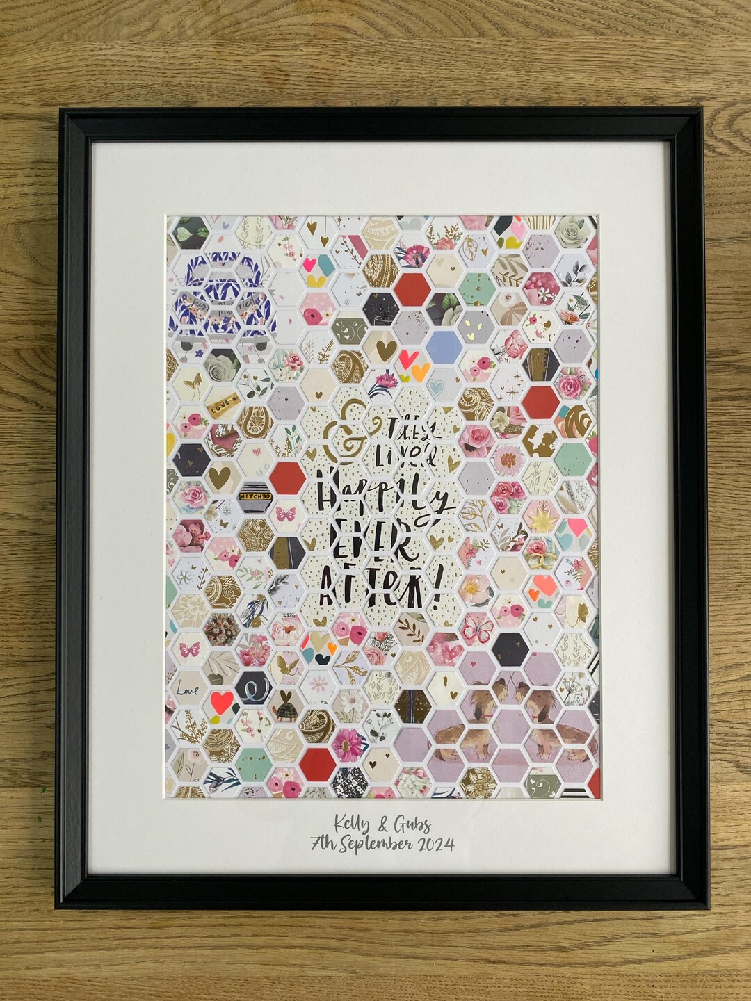 Handmade Wedding Card Frame, Wedding Keepsake, Hexagon Card Collage ...