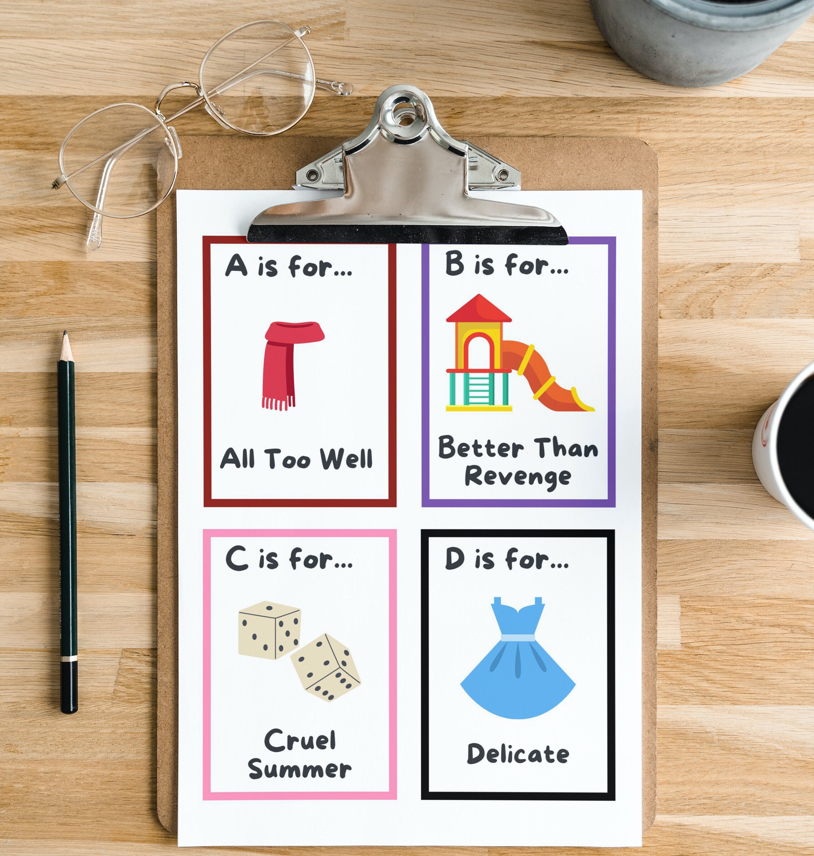 Digital Download Taylor Swift Alphabet Flashcards Printable - Etsy