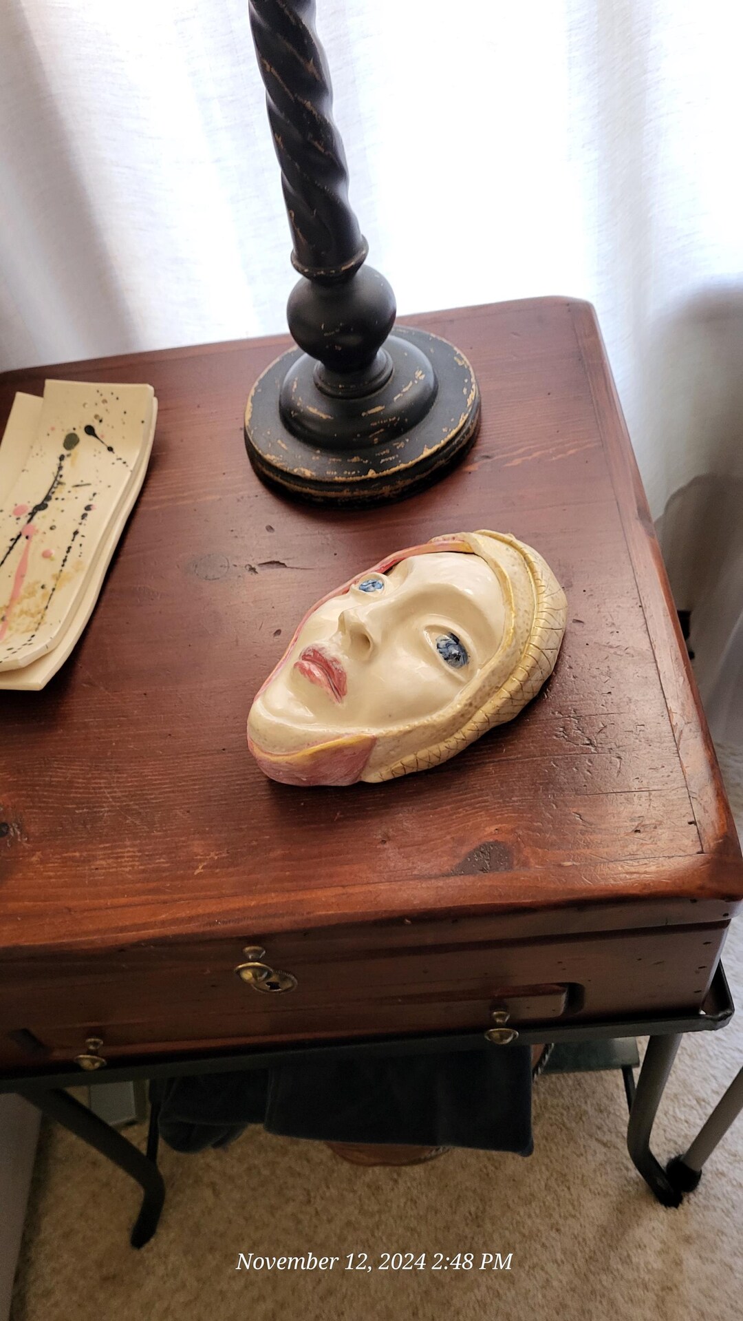 Studio Ceramic Art Sculptural Mask Wall Hanging or Tabletop, Handmade ...