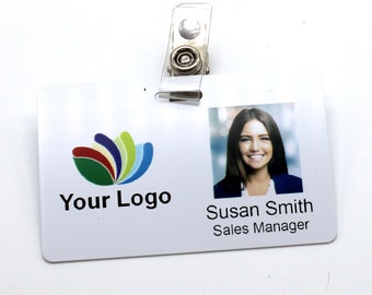 Photo ID Badge With Your Logo, Photo and Name, Strap Clip - Etsy