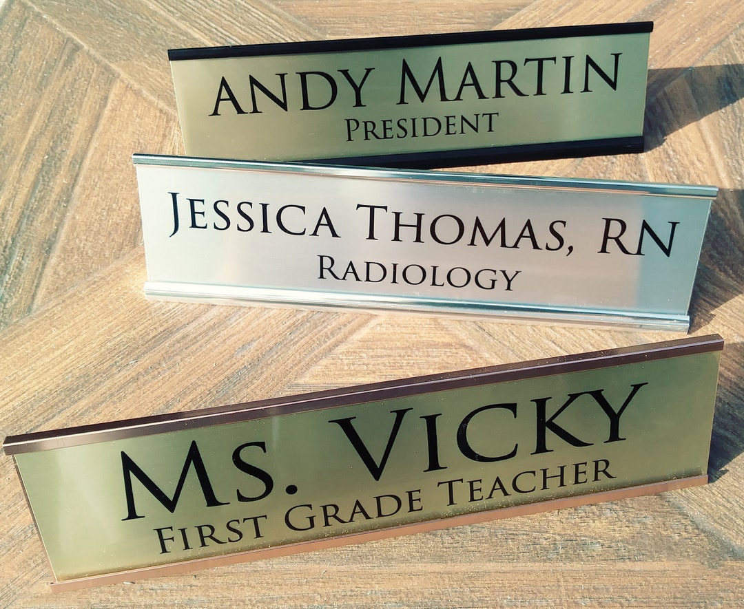 Desk Name Plates. Metal. Two Sizes. Several Colors. Personalized for ...