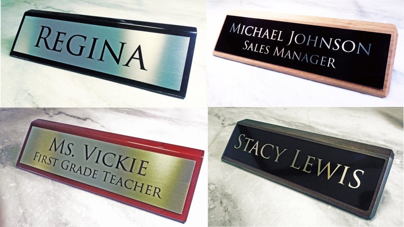 Desk Name Plates. Wood. Several Colors. Personalized for Your Desk. - Etsy
