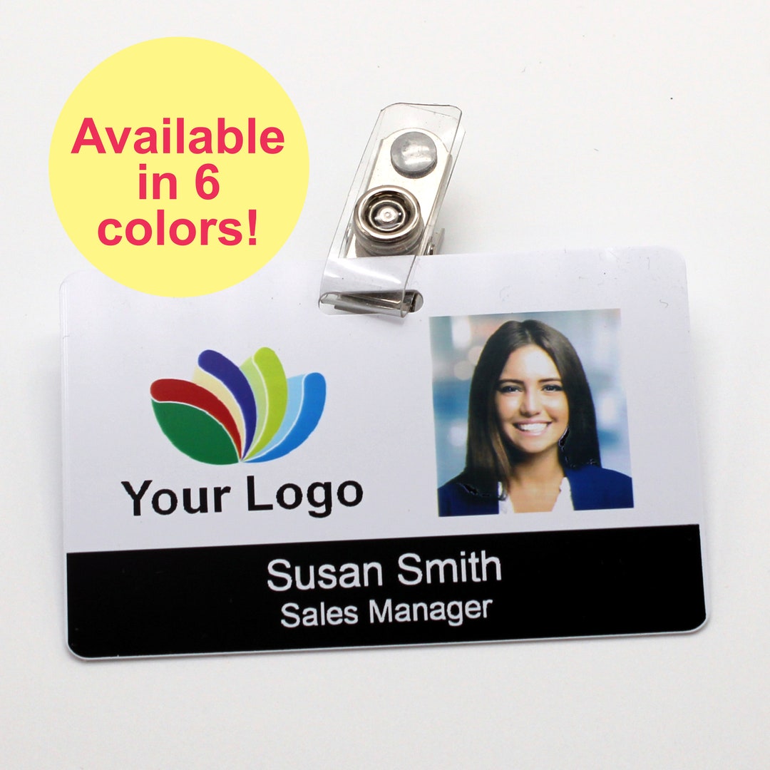 Photo ID Badge With Your Logo, Photo and Name, Strap Clip - Etsy