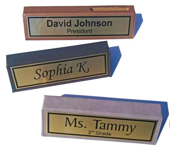 Desk Name Plates. Leatherette & Metal. Two Sizes. Several - Etsy