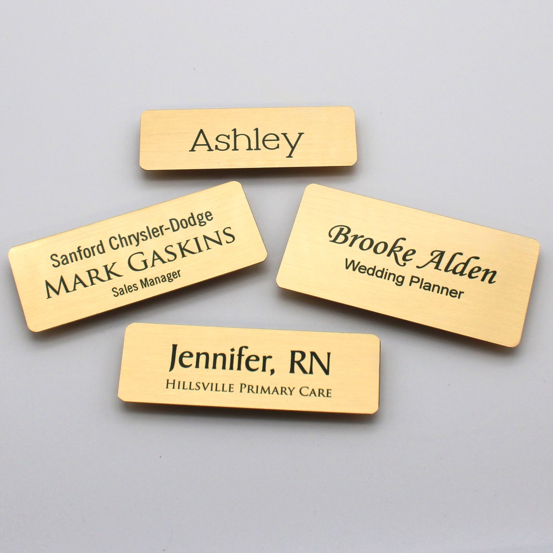 Personalized Solid Brass Wearable Magnetic Name Tags for Your Business ...