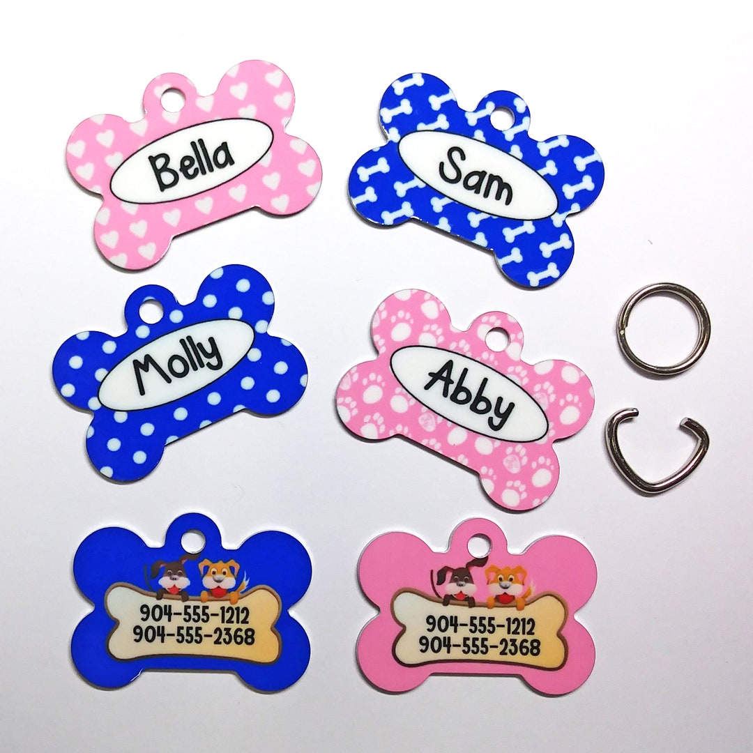 Personalized Bone Shaped Dog Tags two Sided With Pets Name - Etsy