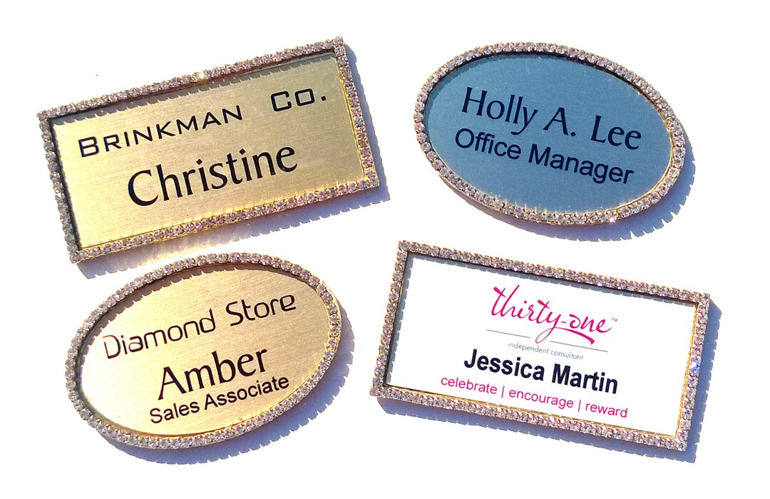 Wearable Magnetic Rhinestone Bling Name Tags. With Your Logo and Names ...