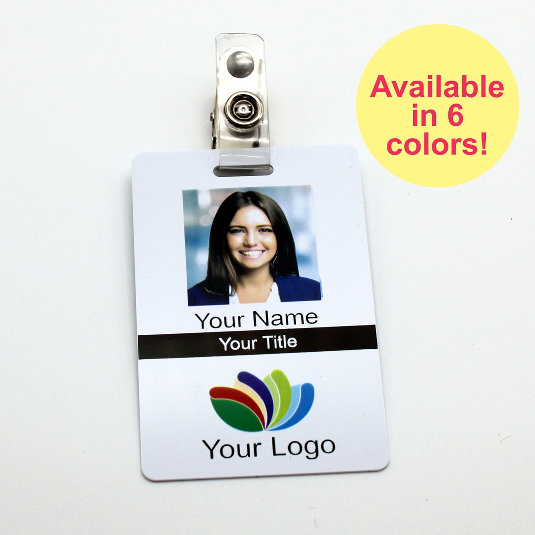Photo ID Badge With Your Logo, Photo and Name, Strap Clip - Etsy