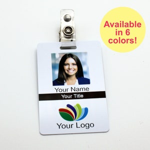 Photo ID Badge With Your Logo, Photo and Name, Strap Clip - Etsy
