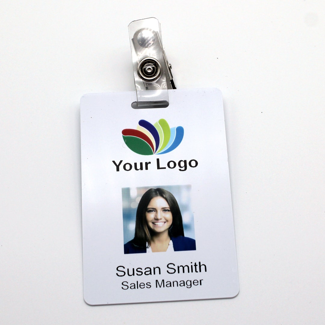 Photo ID Badge With Your Logo, Photo and Name, Strap Clip - Etsy