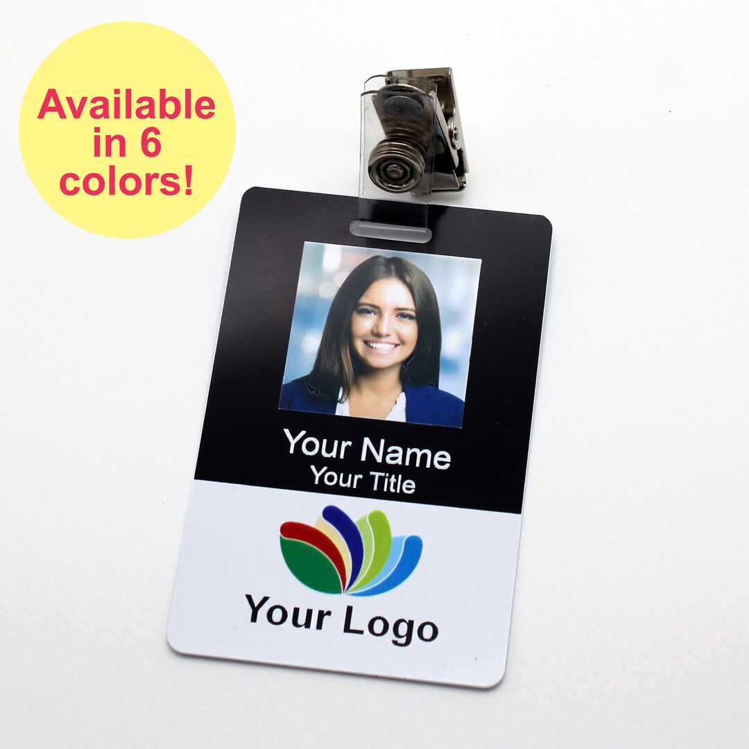 Photo ID Badge With Your Logo, Photo and Name, Strap Clip - Etsy