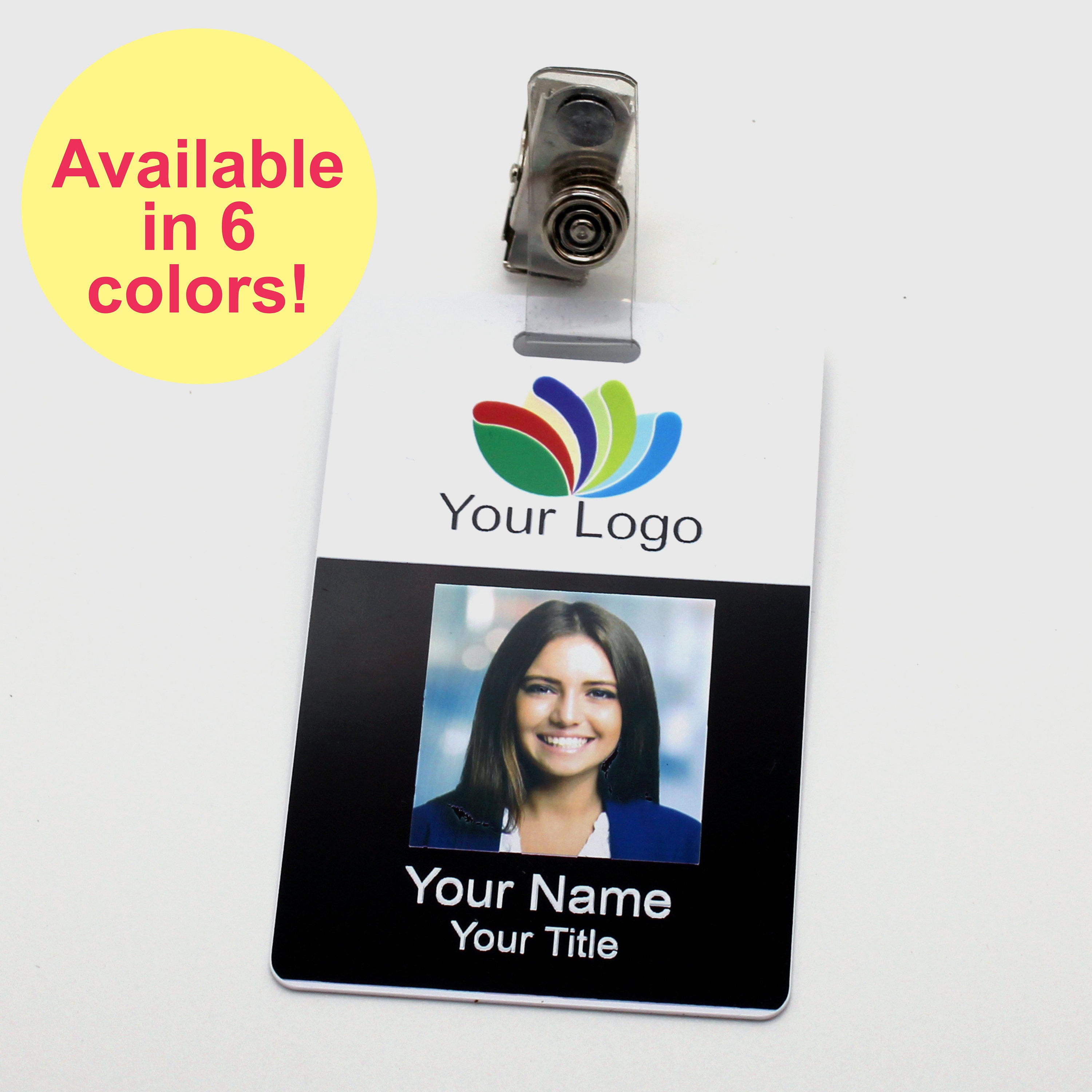 Photo ID Badge With Your Logo Photo and Name Strap Clip - Etsy
