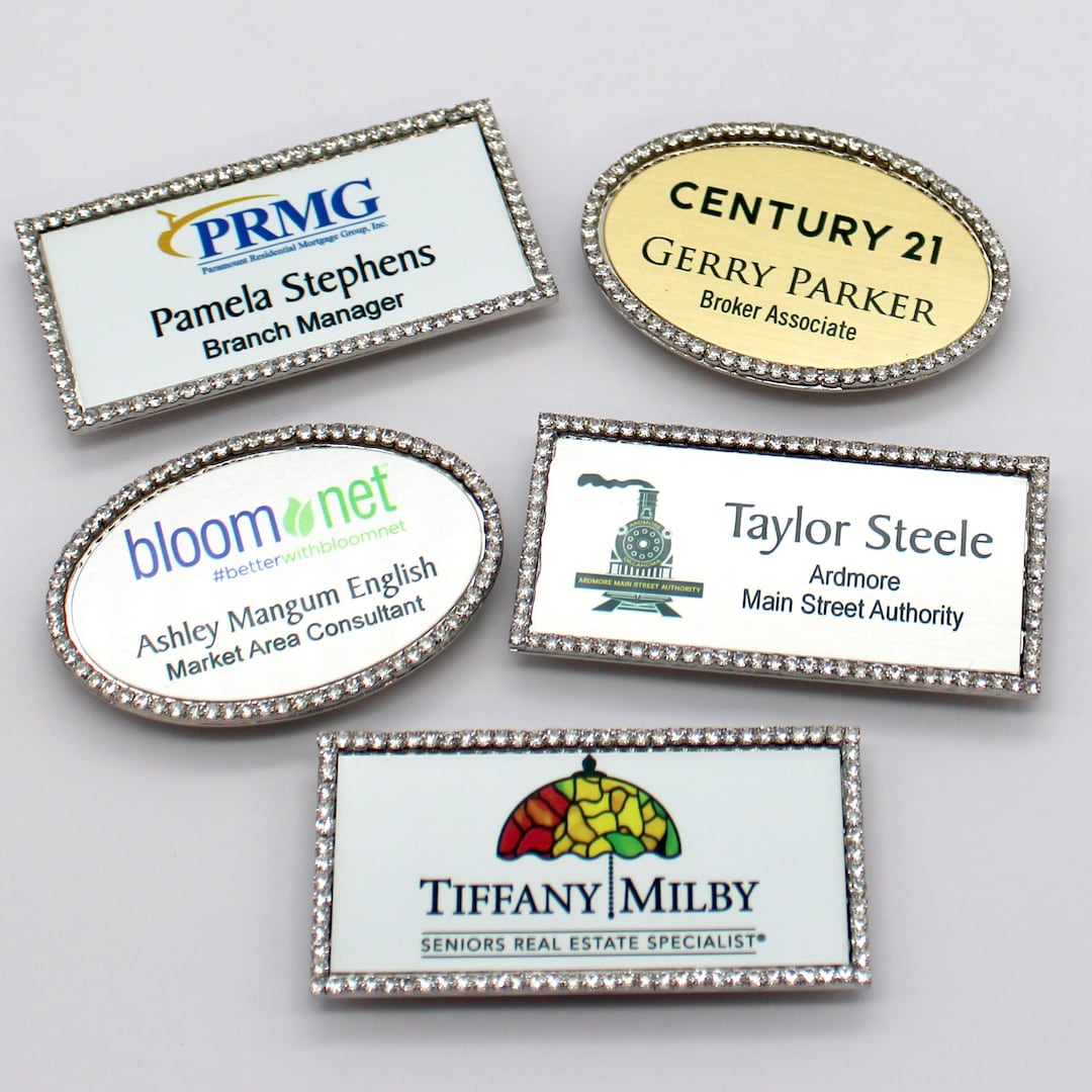 Wearable Magnetic Rhinestone Bling Name Tags. With Your Logo and Names ...