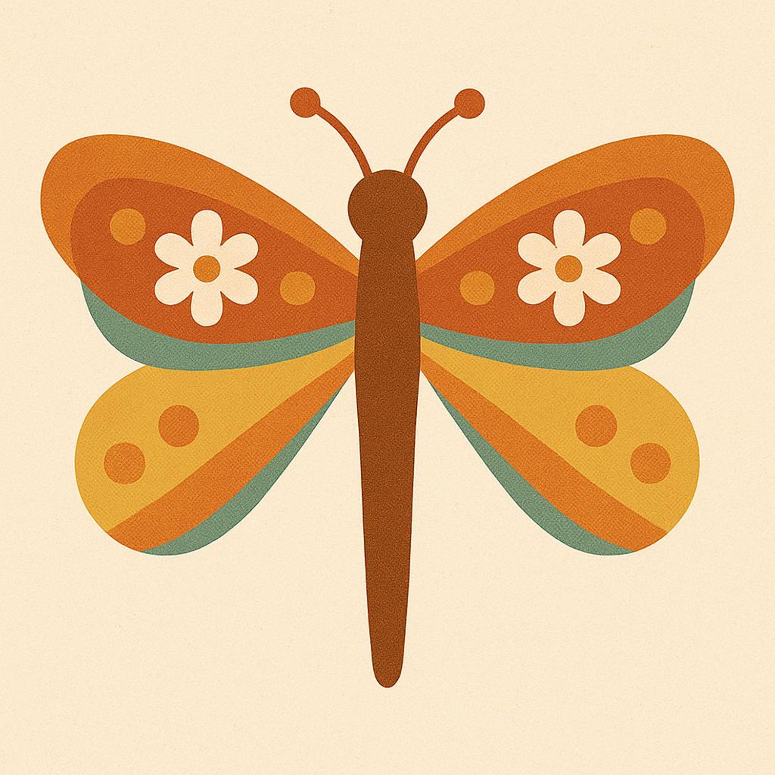 Boho Dragonfly Wall Art Printable | Retro Nursery Decor | Earth Tone ...